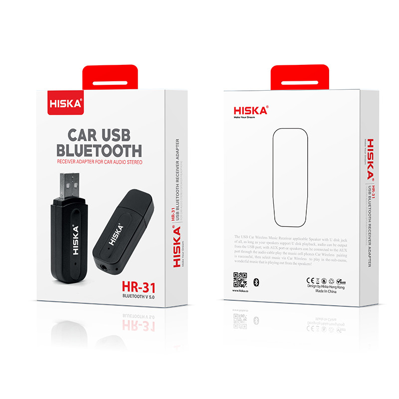 دانگل بلوتوث HISKA CAR USB مدل HR-31 | خرید عمده محصولات وریتی | فروشگاه پاسارگاد