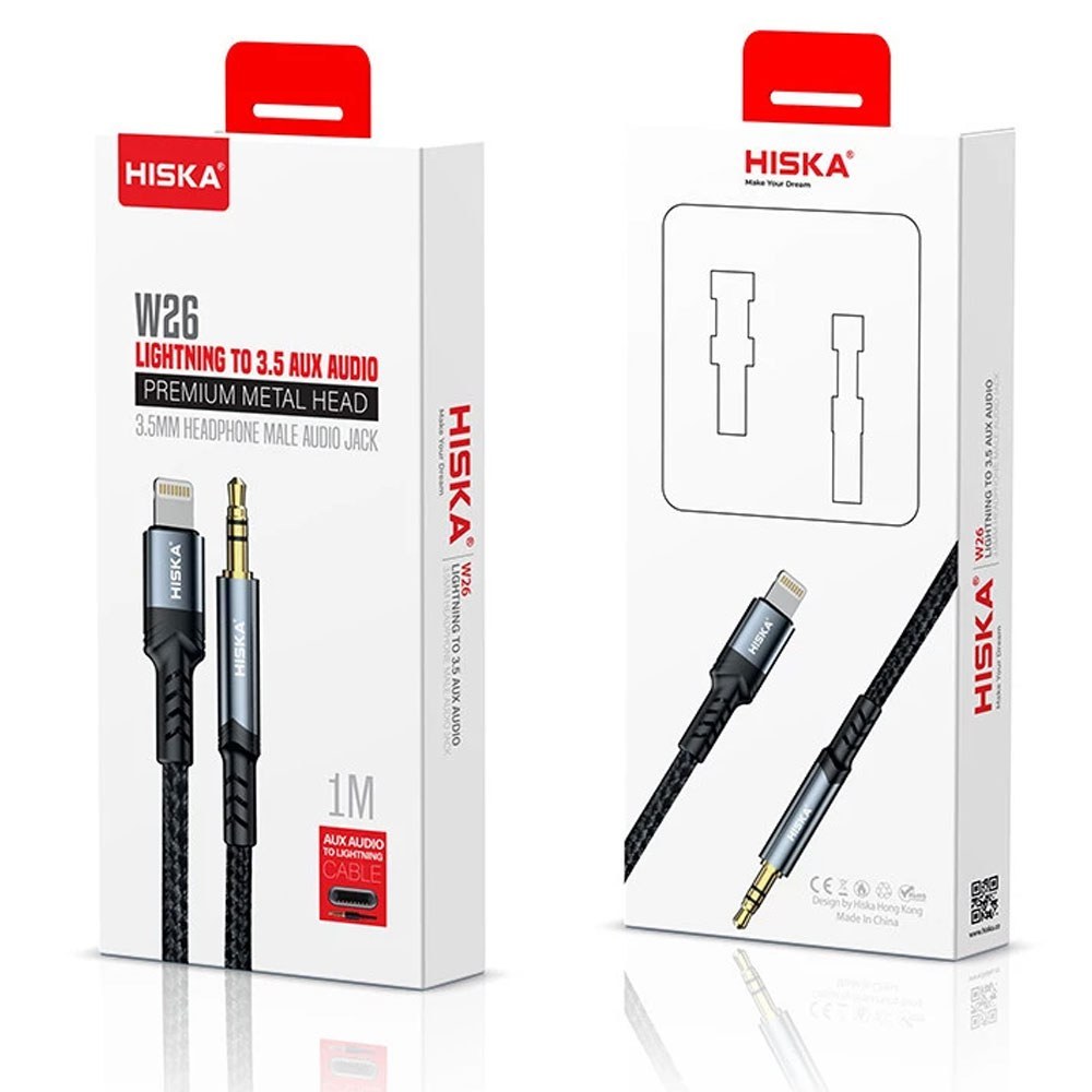 کابل تبدیل لایتنینگ به AUX هیسکا مدل W26 طول 1 متر ا Hiska AUX W26 | خرید عمده محصولات وریتی ...
