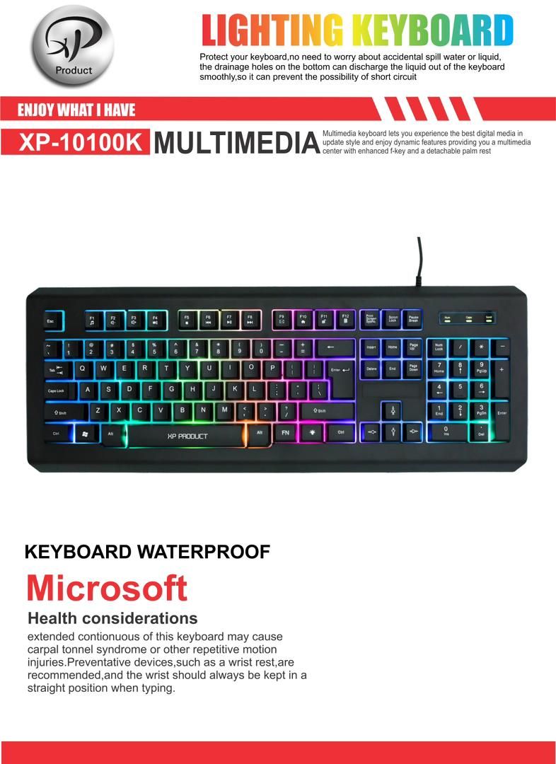 کیبرد سیمی برند XP مدل 10100K RGB - فروشگاه پاسارگاد | خرید عمده لوازم جانبی موبایل و کامپیوتر و ...